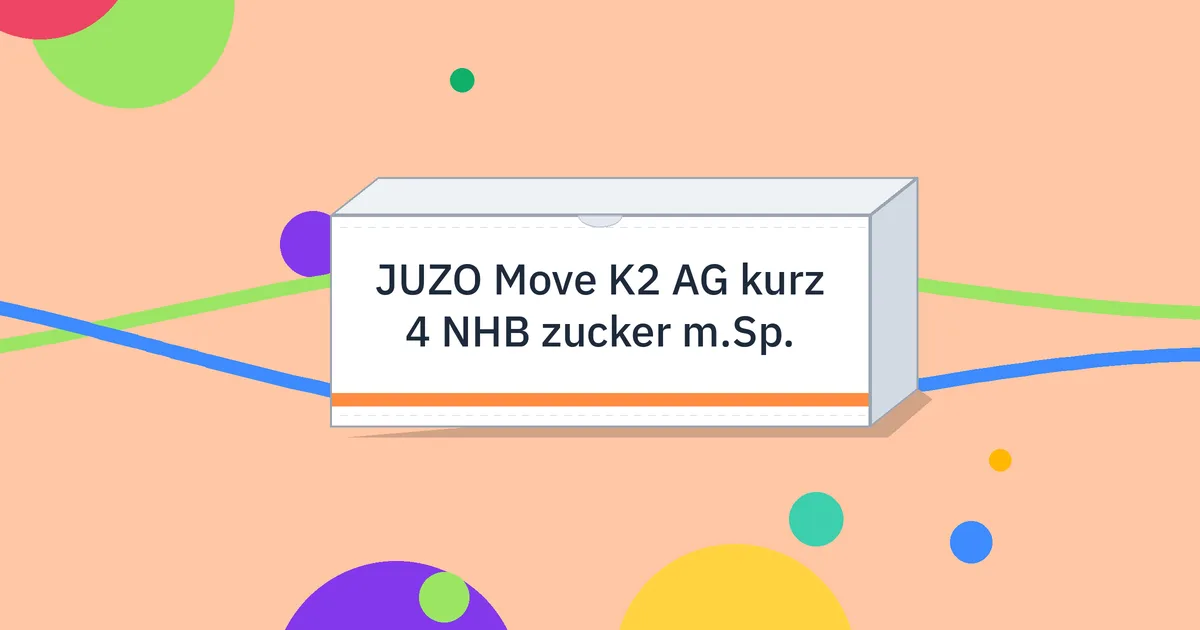 Symbolbild: Packung mit der Aufschrift JUZO Move K2 AG kurz 4 NHB zucker m.Sp. (PZN 18527630) – Verfügbarkeit und Bezug in Apotheken in Frankfurt am Main
