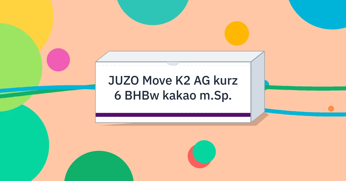 Symbolbild: Packung mit der Aufschrift JUZO Move K2 AG kurz 6 BHBw kakao m.Sp. (PZN 18560136) – Verfügbarkeit und Bezug in Apotheken in Frankfurt am Main