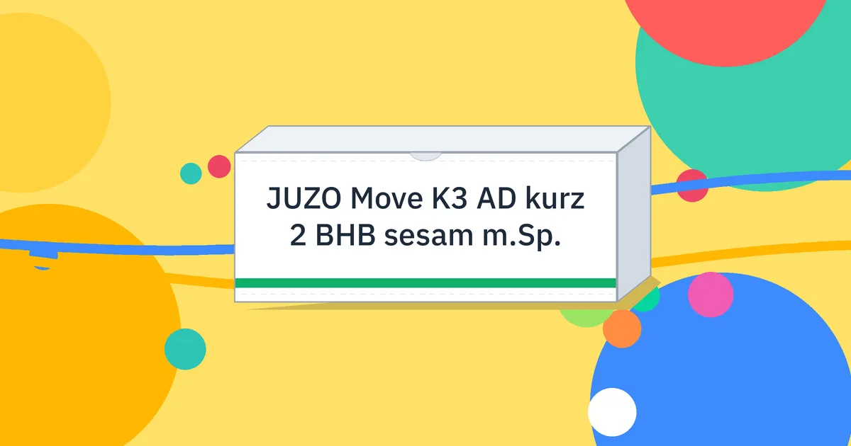 Symbolbild: Packung mit der Aufschrift JUZO Move K3 AD kurz 2 BHB sesam m.Sp. (PZN 18568439) – Verfügbarkeit und Bezug in Apotheken in Frankfurt am Main