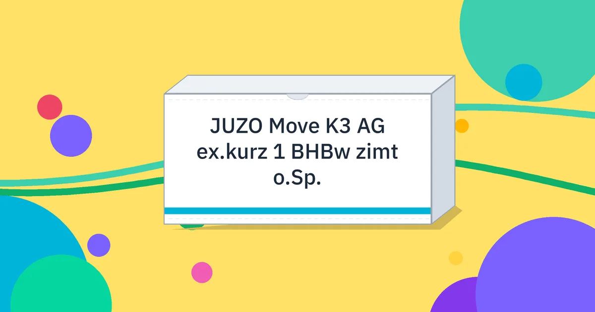 Symbolbild: Packung mit der Aufschrift JUZO Move K3 AG ex.kurz 1 BHBw zimt o.Sp. (PZN 18585739) – Verfügbarkeit und Bezug in Apotheken in Frankfurt am Main