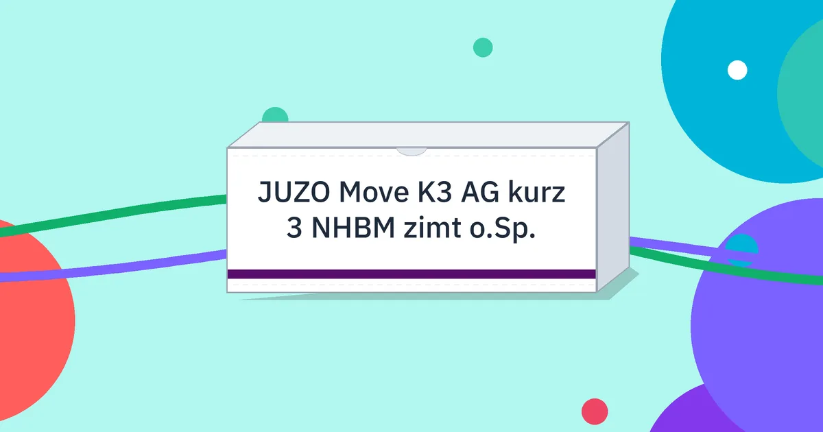 Symbolbild: Packung mit der Aufschrift JUZO Move K3 AG kurz 3 NHBM zimt o.Sp. (PZN 18580682) – Verfügbarkeit und Bezug in Apotheken in Frankfurt am Main