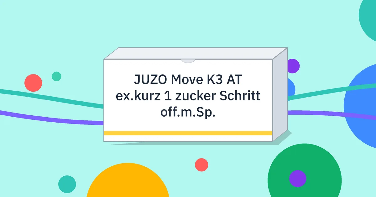 Symbolbild: Packung mit der Aufschrift JUZO Move K3 AT ex.kurz 1 zucker Schritt off.m.Sp. (PZN 20680304) – Verfügbarkeit und Bezug in Apotheken in Frankfurt am Main