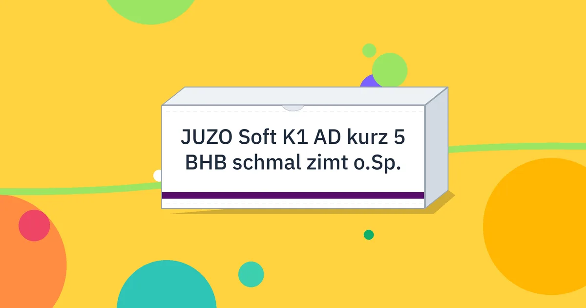 Symbolbild: Packung mit der Aufschrift JUZO Soft K1 AD kurz 5 BHB schmal zimt o.Sp. (PZN 15463639) – Verfügbarkeit und Bezug in Apotheken in Frankfurt am Main