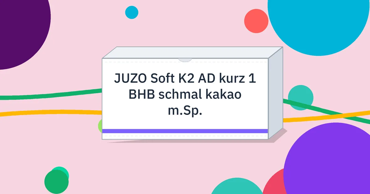 Symbolbild: Packung mit der Aufschrift JUZO Soft K2 AD kurz 1 BHB schmal kakao m.Sp. (PZN 15466023) – Verfügbarkeit und Bezug in Apotheken in Frankfurt am Main