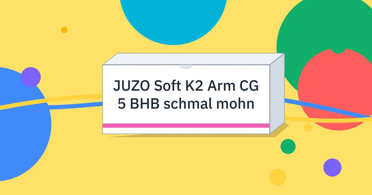 Symbolbild: Packung mit der Aufschrift JUZO Soft K2 Arm CG 5 BHB schmal mohn (PZN 15511723) – Verfügbarkeit und Bezug in Apotheken in Frankfurt am Main
