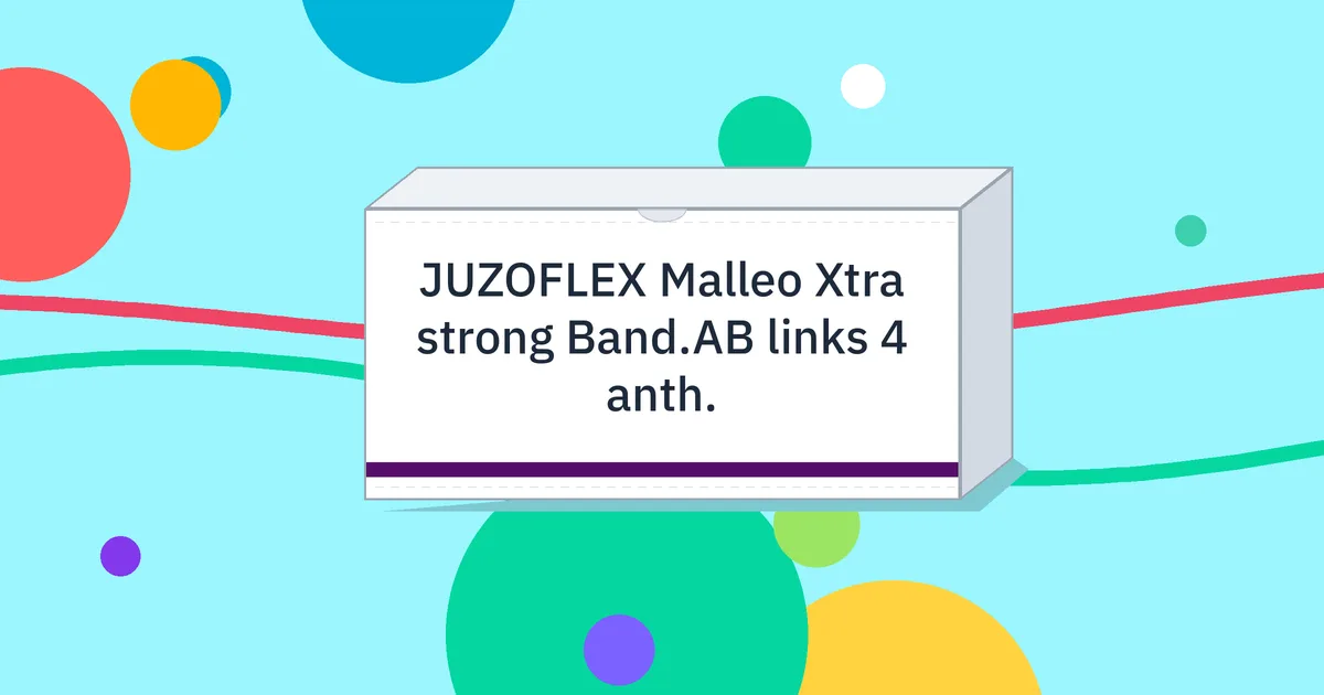 Symbolbild: Packung mit der Aufschrift JUZOFLEX Malleo Xtra strong Band.AB links 4 anth. (PZN 16634818) – Verfügbarkeit und Bezug in Apotheken in Frankfurt am Main
