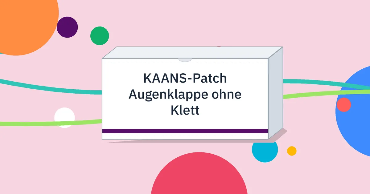 Symbolbild: Packung mit der Aufschrift KAANS-Patch Augenklappe ohne Klett (PZN 17195120) – Verfügbarkeit und Bezug in Apotheken in Frankfurt am Main