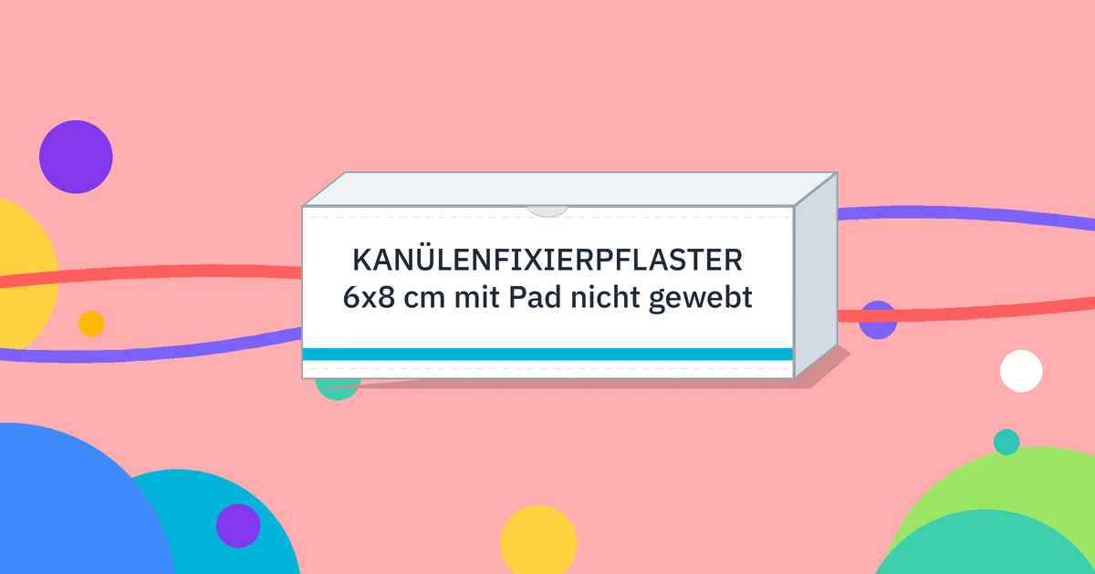 Symbolbild: Packung mit der Aufschrift KANÜLENFIXIERPFLASTER 6x8 cm mit Pad nicht gewebt (PZN 10539409) – Verfügbarkeit und Bezug in Apotheken in Frankfurt am Main