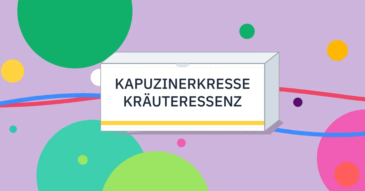 Symbolbild: Packung mit der Aufschrift KAPUZINERKRESSE KRÄUTERESSENZ (PZN 13819871) – Verfügbarkeit und Bezug in Apotheken in Frankfurt am Main