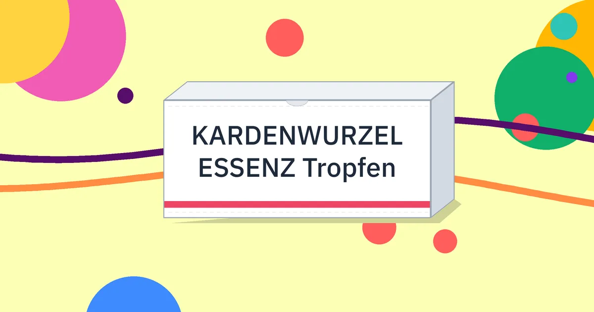 Symbolbild: Packung mit der Aufschrift KARDENWURZEL ESSENZ Tropfen (PZN 09274704) – Verfügbarkeit und Bezug in Apotheken in Frankfurt am Main