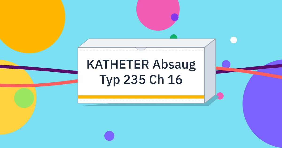 Symbolbild: Packung mit der Aufschrift KATHETER Absaug Typ 235 Ch 16 (PZN 05110408) – Verfügbarkeit und Bezug in Apotheken in Frankfurt am Main