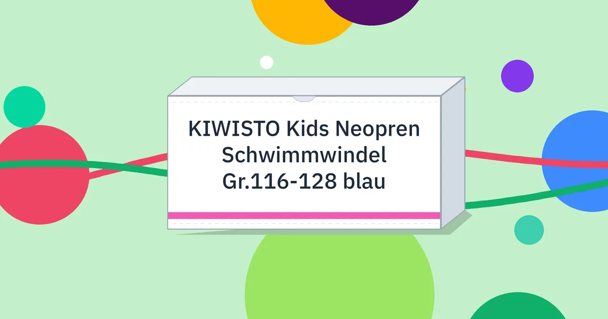 Symbolbild: Packung mit der Aufschrift KIWISTO Kids Neopren Schwimmwindel Gr.116-128 blau (PZN 13986617) – Verfügbarkeit und Bezug in Apotheken in Frankfurt am Main