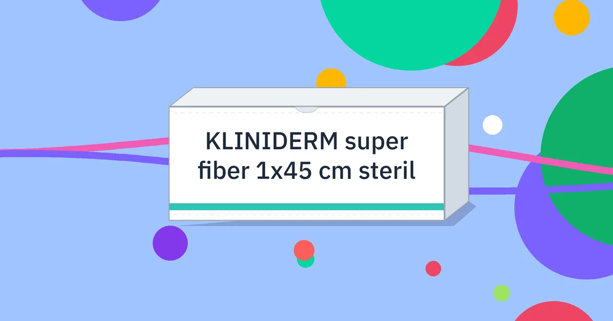Symbolbild: Packung mit der Aufschrift KLINIDERM super fiber 1x45 cm steril (PZN 20547025) – Verfügbarkeit und Bezug in Apotheken in Frankfurt am Main