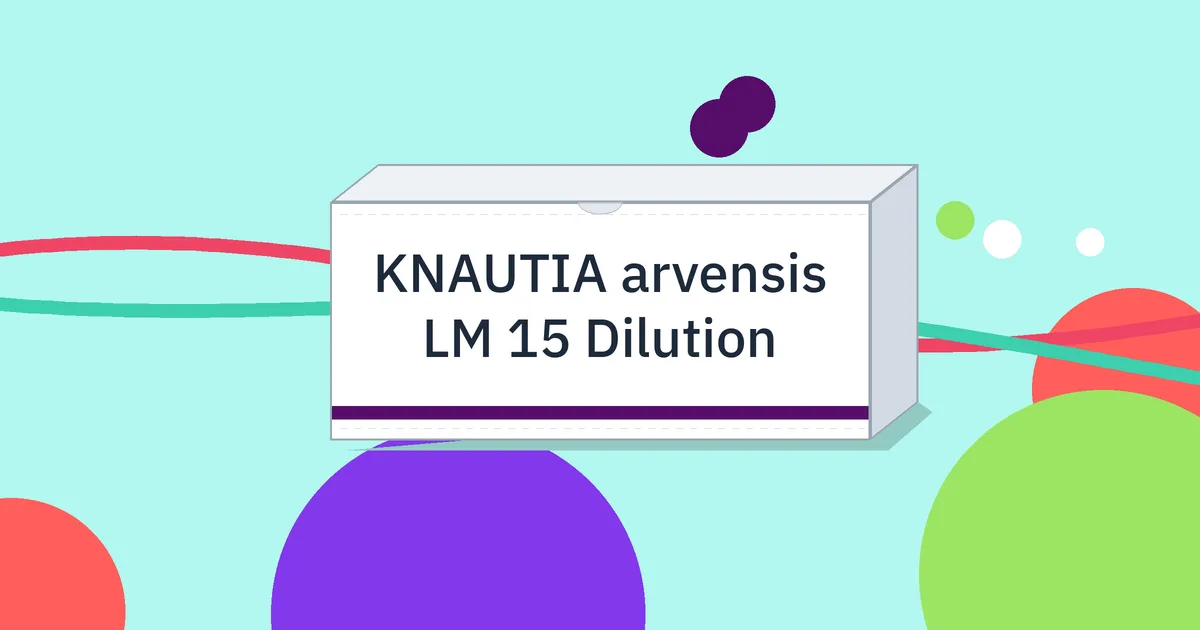 Symbolbild: Packung mit der Aufschrift KNAUTIA arvensis LM 15 Dilution (PZN 13519005) – Verfügbarkeit und Bezug in Apotheken in Frankfurt am Main