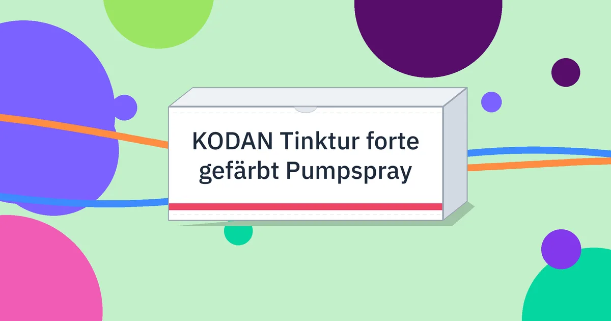 Symbolbild: Packung mit der Aufschrift KODAN Tinktur forte gefärbt Pumpspray (PZN 02335561) – Verfügbarkeit und Bezug in Apotheken in Frankfurt am Main