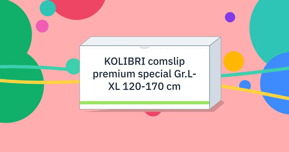 Symbolbild: Packung mit der Aufschrift KOLIBRI comslip premium special Gr.L-XL 120-170 cm (PZN 15564872) – Verfügbarkeit und Bezug in Apotheken in Frankfurt am Main