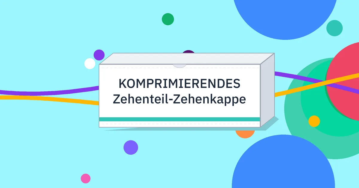 Symbolbild: Packung mit der Aufschrift KOMPRIMIERENDES Zehenteil-Zehenkappe (PZN 20318477) – Verfügbarkeit und Bezug in Apotheken in Frankfurt am Main