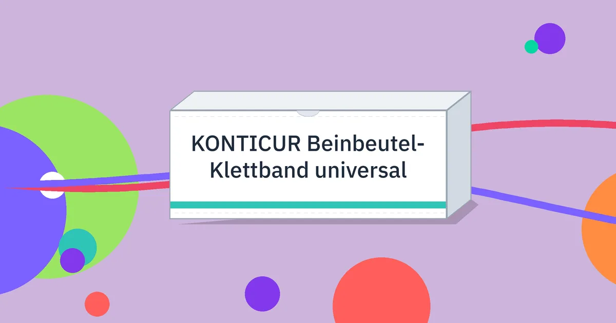 Symbolbild: Packung mit der Aufschrift KONTICUR Beinbeutel-Klettband universal (PZN 15735434) – Verfügbarkeit und Bezug in Apotheken in Frankfurt am Main