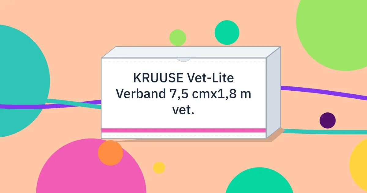 Symbolbild: Packung mit der Aufschrift KRUUSE Vet-Lite Verband 7,5 cmx1,8 m vet. (PZN 18443212) – Verfügbarkeit und Bezug in Apotheken in Frankfurt am Main