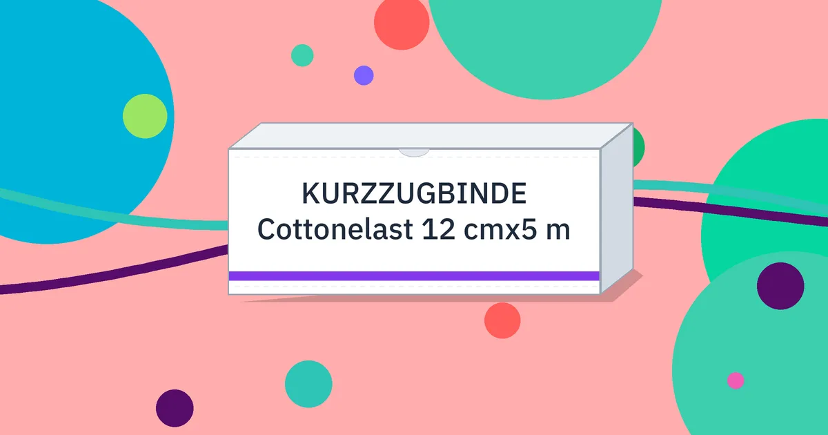 Symbolbild: Packung mit der Aufschrift KURZZUGBINDE Cottonelast 12 cmx5 m (PZN 00564145) – Verfügbarkeit und Bezug in Apotheken in Frankfurt am Main