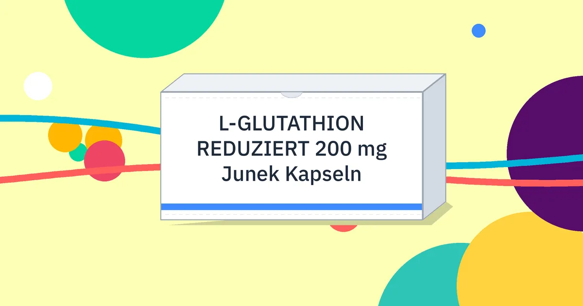Symbolbild: Packung mit der Aufschrift L-GLUTATHION REDUZIERT 200 mg Junek Kapseln (PZN 09786172) – Verfügbarkeit und Bezug in Apotheken in Frankfurt am Main