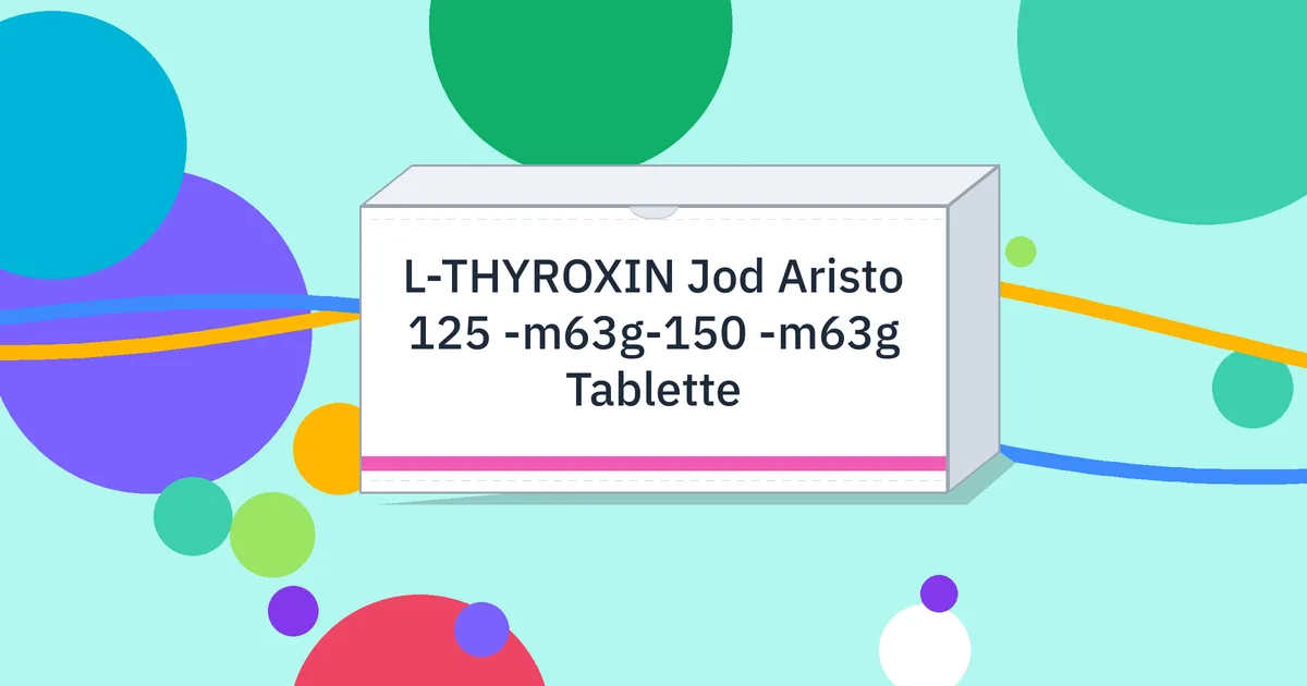 Symbolbild: Packung mit der Aufschrift L-THYROXIN Jod Aristo 125 -m63g-150 -m63g Tablette (PZN 03419515) – Verfügbarkeit und Bezug in Apotheken in Frankfurt am Main