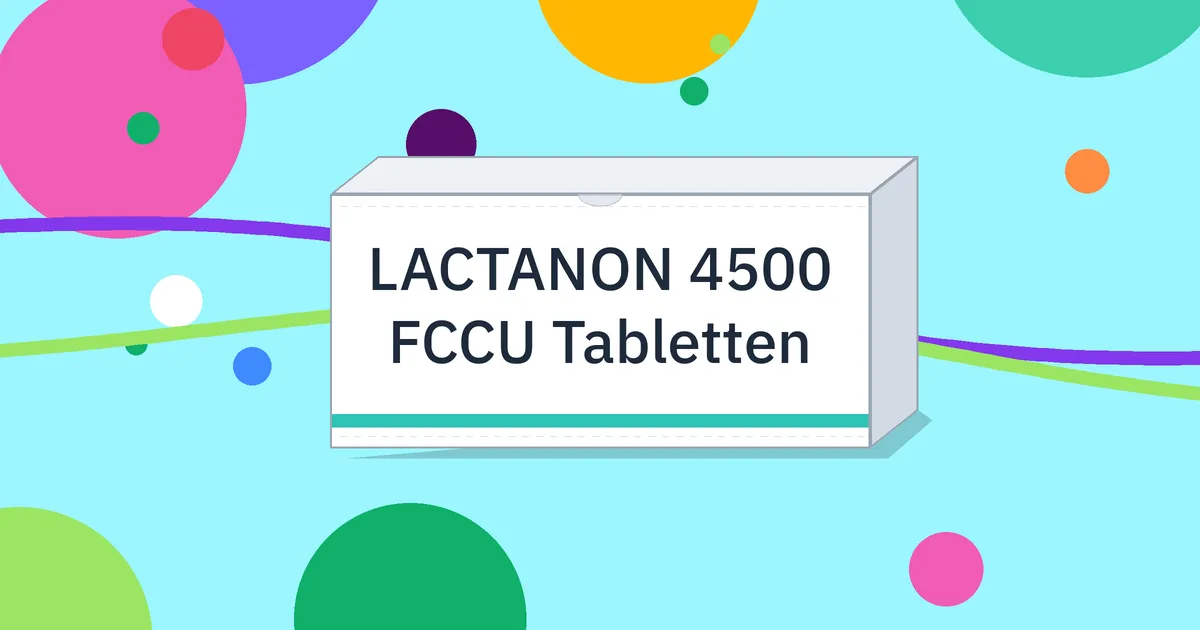 Symbolbild: Packung mit der Aufschrift LACTANON 4500 FCCU Tabletten (PZN 03073123) – Verfügbarkeit und Bezug in Apotheken in Frankfurt am Main