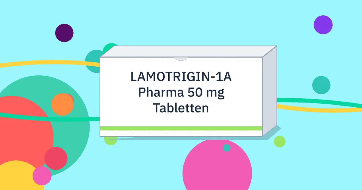 Symbolbild: Packung mit der Aufschrift LAMOTRIGIN-1A Pharma 50 mg Tabletten (PZN 01029738) – Verfügbarkeit und Bezug in Apotheken in Frankfurt am Main