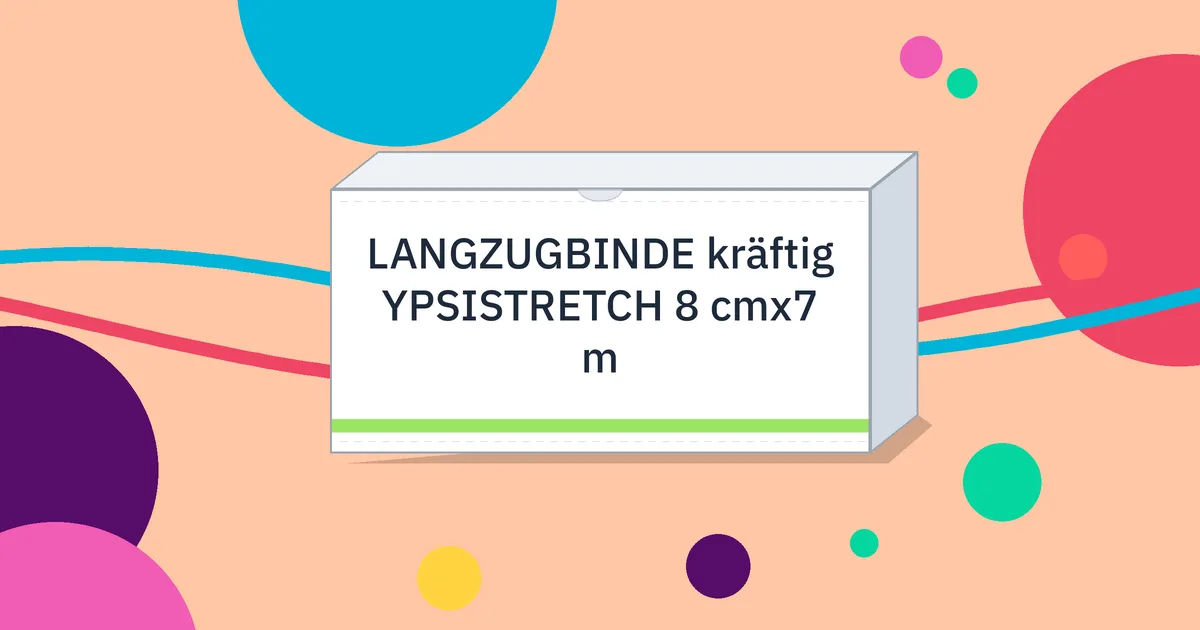 Symbolbild: Packung mit der Aufschrift LANGZUGBINDE kräftig YPSISTRETCH 8 cmx7 m (PZN 06605431) – Verfügbarkeit und Bezug in Apotheken in Frankfurt am Main