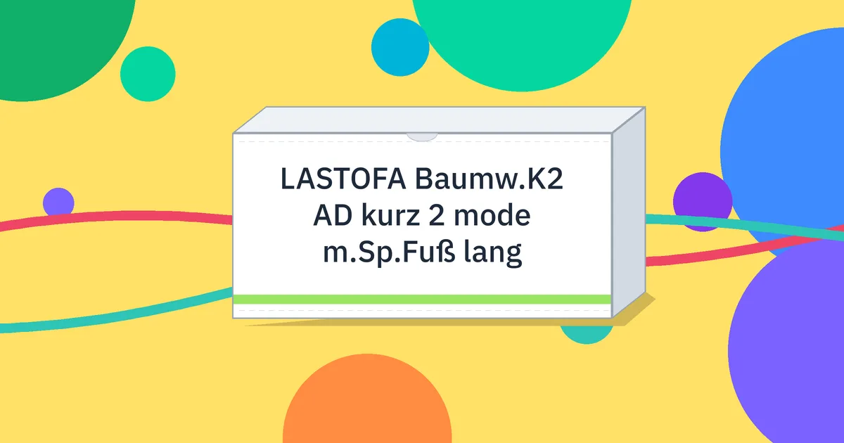 Symbolbild: Packung mit der Aufschrift LASTOFA Baumw.K2 AD kurz 2 mode m.Sp.Fuß lang (PZN 01944938) – Verfügbarkeit und Bezug in Apotheken in Frankfurt am Main