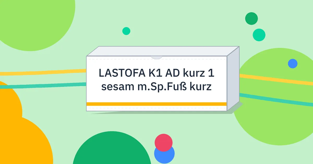 Symbolbild: Packung mit der Aufschrift LASTOFA K1 AD kurz 1 sesam m.Sp.Fuß kurz (PZN 13786404) – Verfügbarkeit und Bezug in Apotheken in Frankfurt am Main