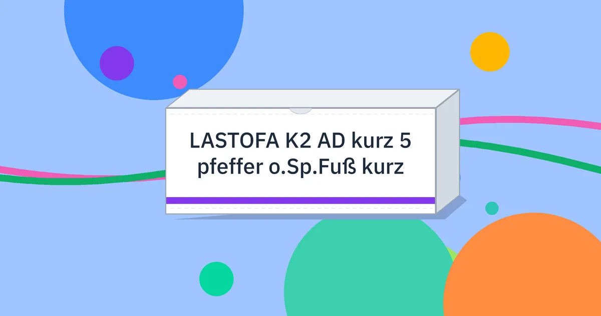 Symbolbild: Packung mit der Aufschrift LASTOFA K2 AD kurz 5 pfeffer o.Sp.Fuß kurz (PZN 13801196) – Verfügbarkeit und Bezug in Apotheken in Frankfurt am Main