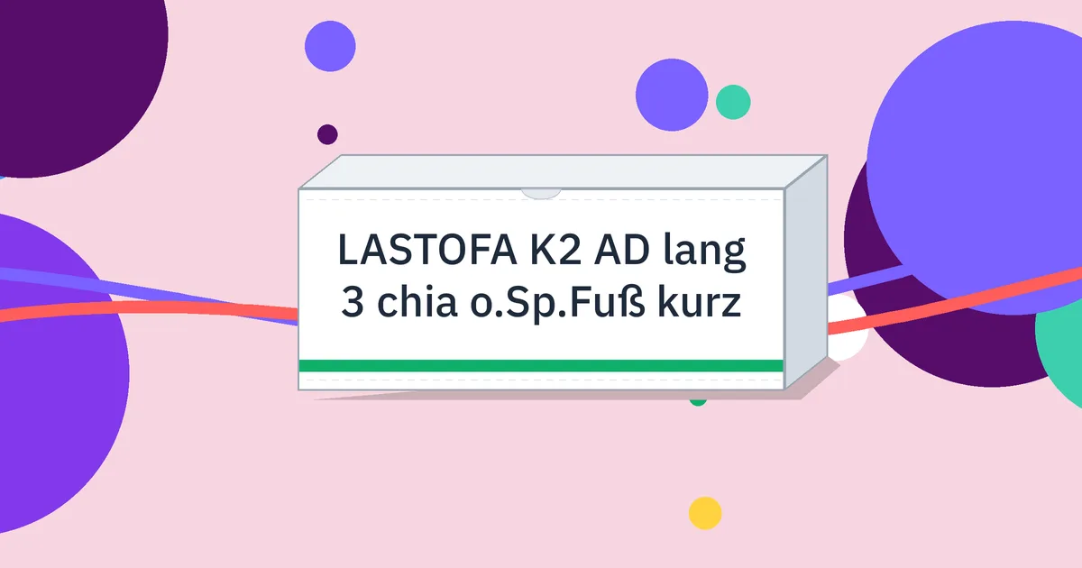 Symbolbild: Packung mit der Aufschrift LASTOFA K2 AD lang 3 chia o.Sp.Fuß kurz (PZN 13800110) – Verfügbarkeit und Bezug in Apotheken in Frankfurt am Main