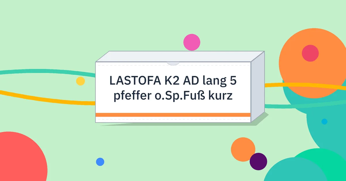 Symbolbild: Packung mit der Aufschrift LASTOFA K2 AD lang 5 pfeffer o.Sp.Fuß kurz (PZN 13801150) – Verfügbarkeit und Bezug in Apotheken in Frankfurt am Main