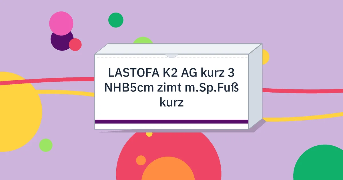 Symbolbild: Packung mit der Aufschrift LASTOFA K2 AG kurz 3 NHB5cm zimt m.Sp.Fuß kurz (PZN 13804094) – Verfügbarkeit und Bezug in Apotheken in Frankfurt am Main