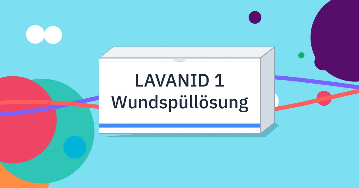 Symbolbild: Packung mit der Aufschrift LAVANID 1 Wundspüllösung (PZN 19491696) – Verfügbarkeit und Bezug in Apotheken in Frankfurt am Main