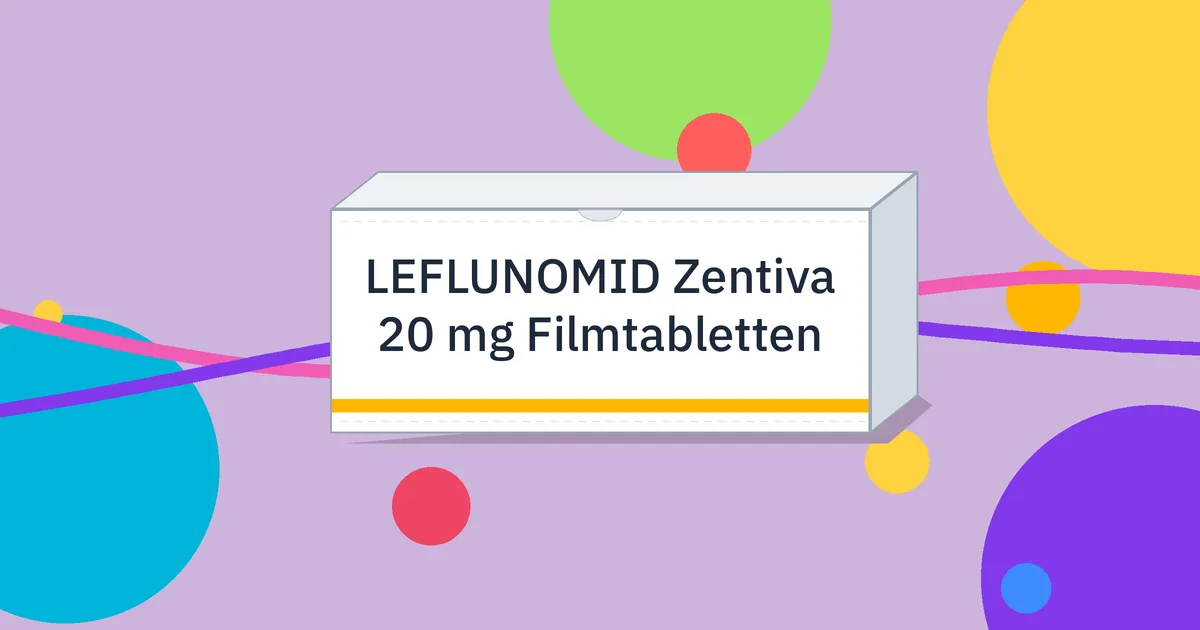 Symbolbild: Packung mit der Aufschrift LEFLUNOMID Zentiva 20 mg Filmtabletten (PZN 19744654) – Verfügbarkeit und Bezug in Apotheken in Frankfurt am Main