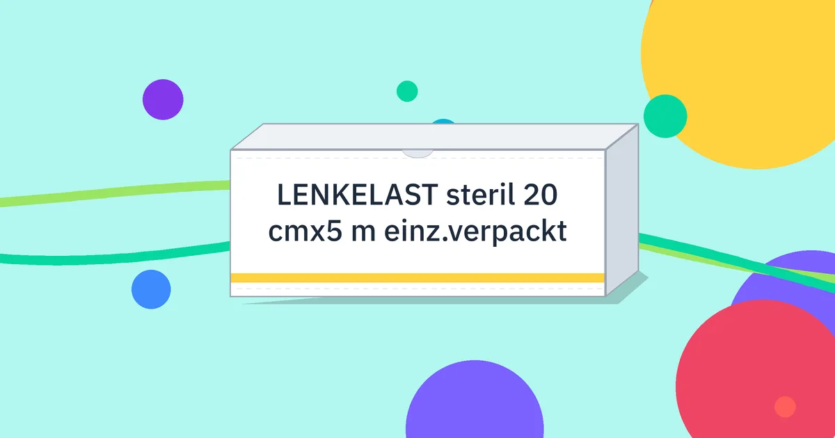 Symbolbild: Packung mit der Aufschrift LENKELAST steril 20 cmx5 m einz.verpackt (PZN 10931544) – Verfügbarkeit und Bezug in Apotheken in Frankfurt am Main