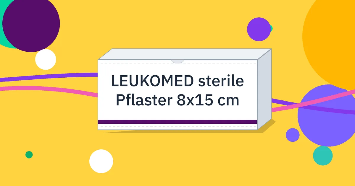 Symbolbild: Packung mit der Aufschrift LEUKOMED sterile Pflaster 8x15 cm (PZN 16002136) – Verfügbarkeit und Bezug in Apotheken in Frankfurt am Main