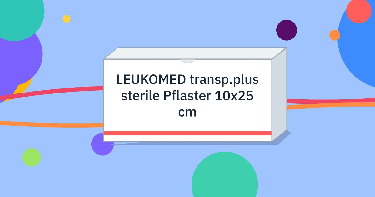 Symbolbild: Packung mit der Aufschrift LEUKOMED transp.plus sterile Pflaster 10x25 cm (PZN 01051117) – Verfügbarkeit und Bezug in Apotheken in Frankfurt am Main