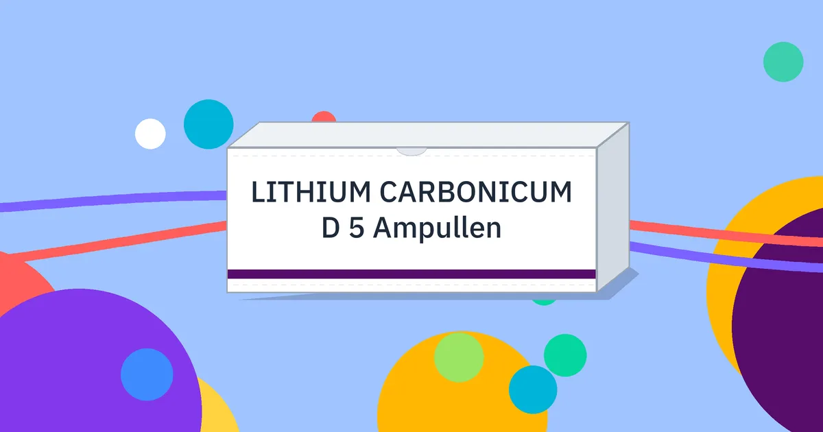 Symbolbild: Packung mit der Aufschrift LITHIUM CARBONICUM D 5 Ampullen (PZN 11706996) – Verfügbarkeit und Bezug in Apotheken in Frankfurt am Main