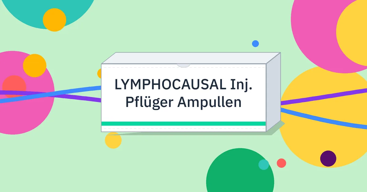 Symbolbild: Packung mit der Aufschrift LYMPHOCAUSAL Inj. Pflüger Ampullen (PZN 15892180) – Verfügbarkeit und Bezug in Apotheken in Frankfurt am Main
