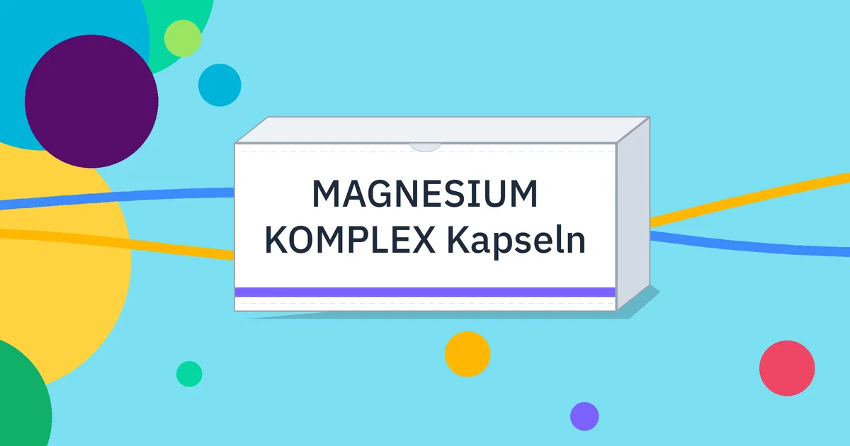 Symbolbild: Packung mit der Aufschrift MAGNESIUM KOMPLEX Kapseln (PZN 03694316) – Verfügbarkeit und Bezug in Apotheken in Frankfurt am Main