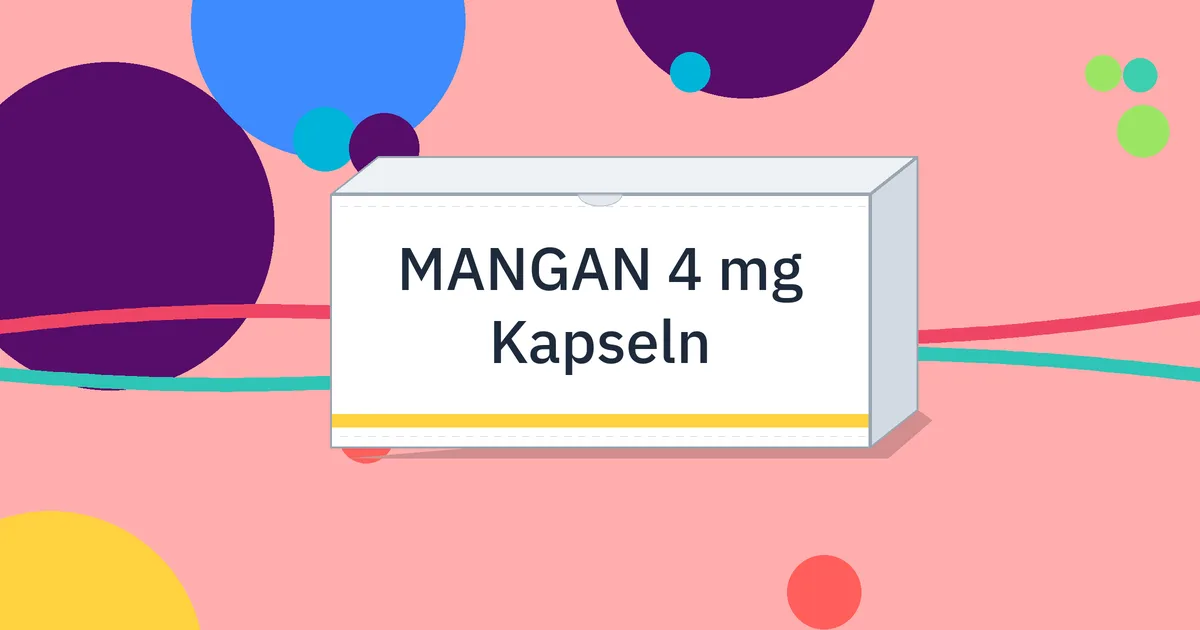 Symbolbild: Packung mit der Aufschrift MANGAN 4 mg Kapseln (PZN 13346912) – Verfügbarkeit und Bezug in Apotheken in Frankfurt am Main