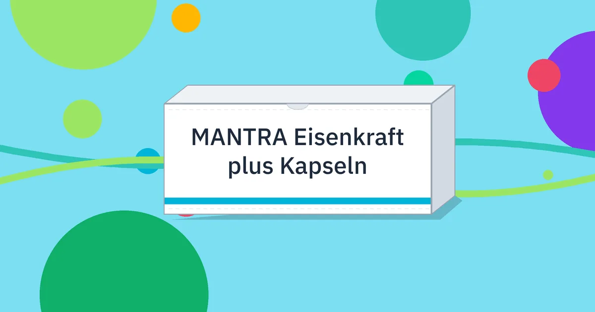 Symbolbild: Packung mit der Aufschrift MANTRA Eisenkraft plus Kapseln (PZN 15505237) – Verfügbarkeit und Bezug in Apotheken in Frankfurt am Main