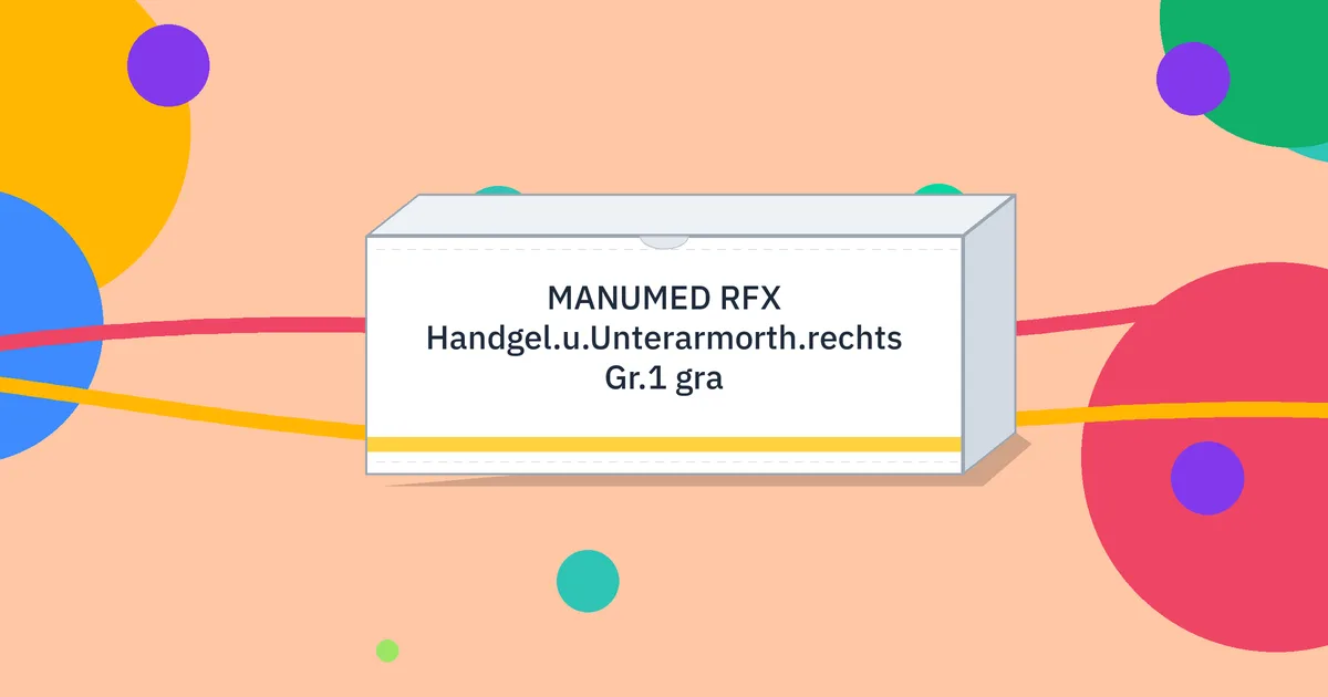 Symbolbild: Packung mit der Aufschrift MANUMED RFX Handgel.u.Unterarmorth.rechts Gr.1 gra (PZN 18108525) – Verfügbarkeit und Bezug in Apotheken in Frankfurt am Main