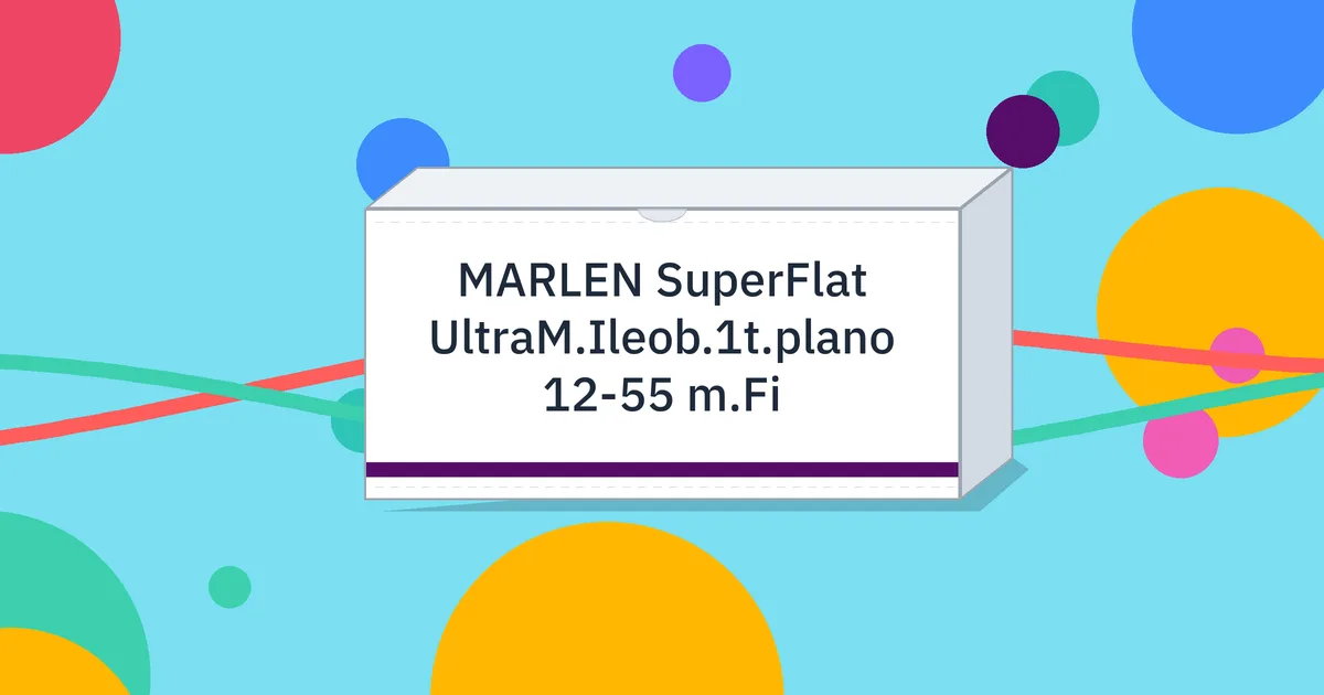 Symbolbild: Packung mit der Aufschrift MARLEN SuperFlat UltraM.Ileob.1t.plano 12-55 m.Fi (PZN 14407739) – Verfügbarkeit und Bezug in Apotheken in Frankfurt am Main