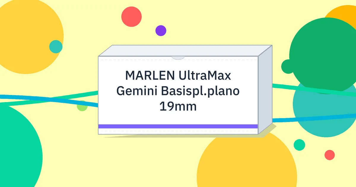 Symbolbild: Packung mit der Aufschrift MARLEN UltraMax Gemini Basispl.plano 19mm (PZN 00595677) – Verfügbarkeit und Bezug in Apotheken in Frankfurt am Main