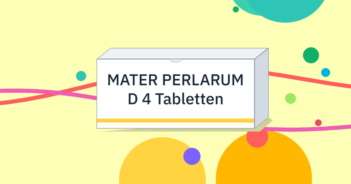 Symbolbild: Packung mit der Aufschrift MATER PERLARUM D 4 Tabletten (PZN 04226787) – Verfügbarkeit und Bezug in Apotheken in Frankfurt am Main