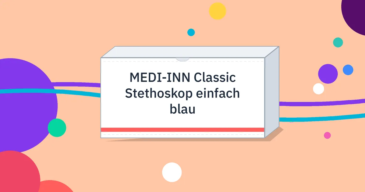 Symbolbild: Packung mit der Aufschrift MEDI-INN Classic Stethoskop einfach blau (PZN 18658036) – Verfügbarkeit und Bezug in Apotheken in Frankfurt am Main